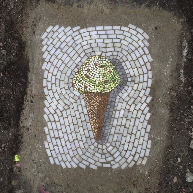Public Art | Jim Bachor Subverts Potholes by using Mosaics | CFile ...